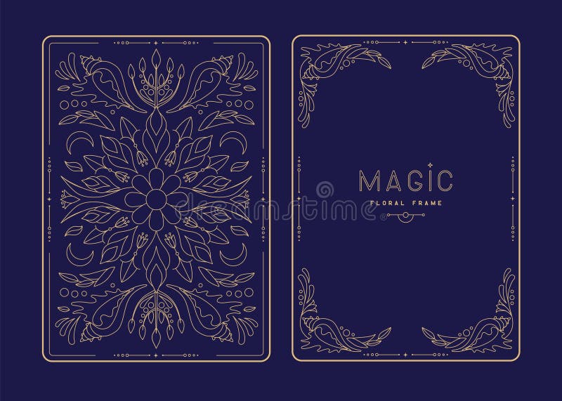 Modern Magic Witchcraft Frames with Floral Elements and Ornament ...