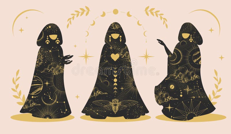 Modern Magic Witchcraft Silhouette of Female Figure in a Wizard Robe ...