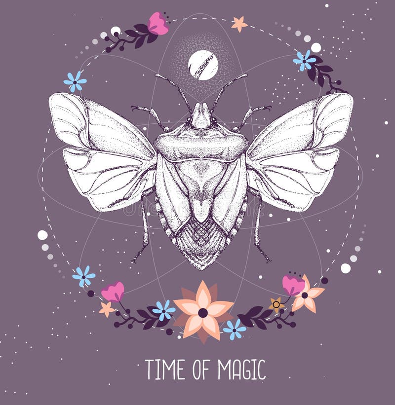 Modern Magic Witchcraft Taros Card with Shield Bug on Astrology ...