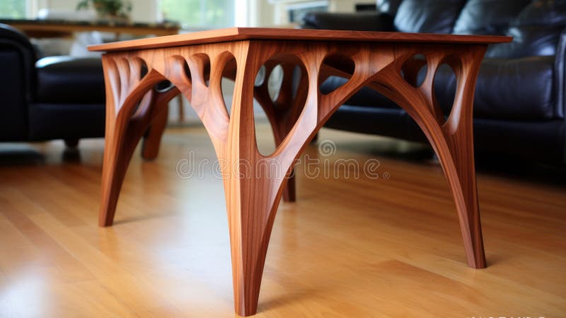 Modern Mahogany Coffee Table with Unique Leg Design Stock Illustration ...