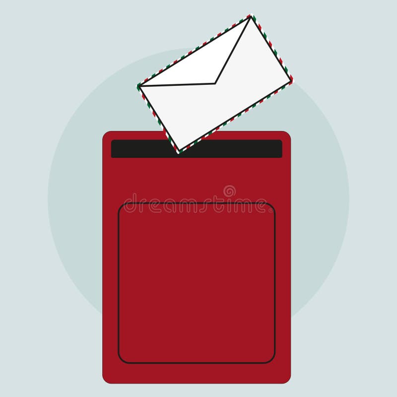 Modern Mail Concept. Red Mailbox with Envelope. Communication Vector ...