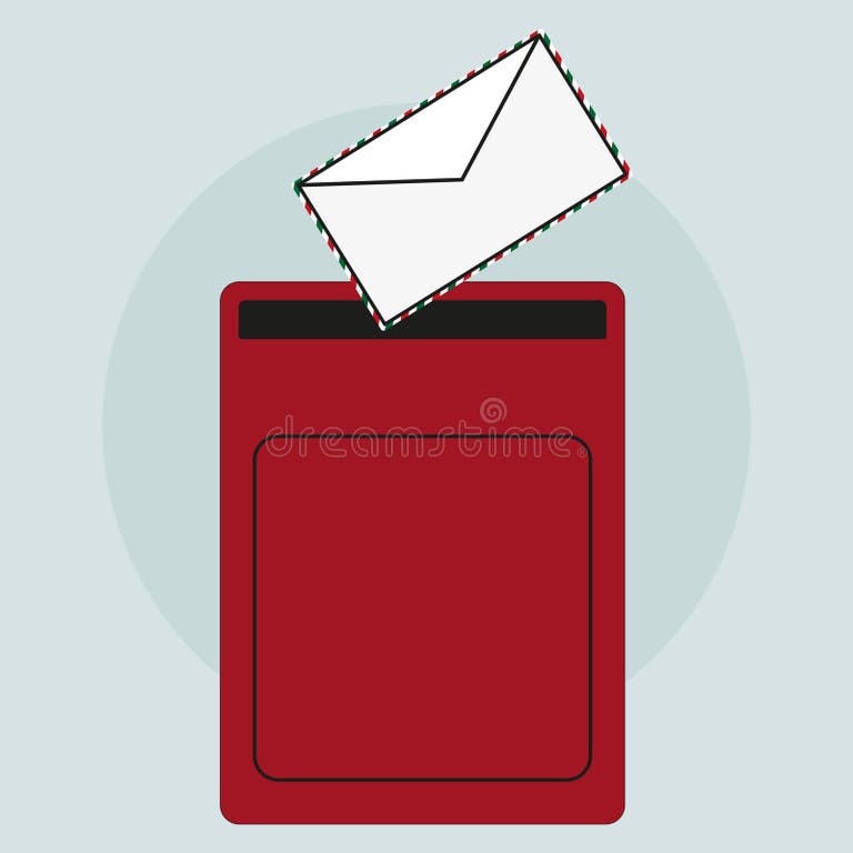 Modern Mail Concept. Red Mailbox with Envelope. Communication Vector ...