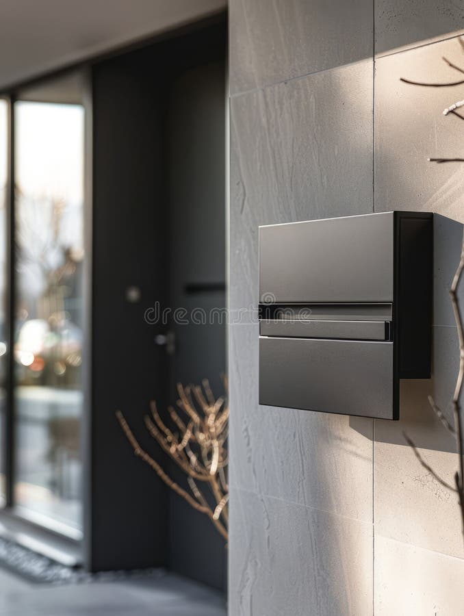 Modern Mailbox on the Exterior Wall of a Contemporary Home. Stock Image ...