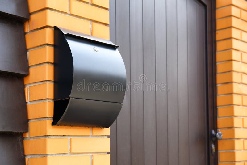 Modern Mailbox on Fence Outdoors Stock Photo - Image of letterbox ...
