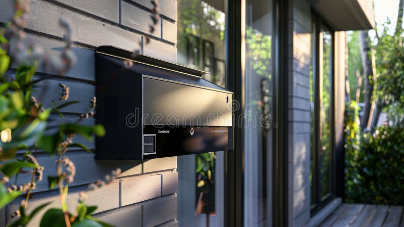Modern Mailbox on Brick Wall Stock Photo - Image of design, green ...
