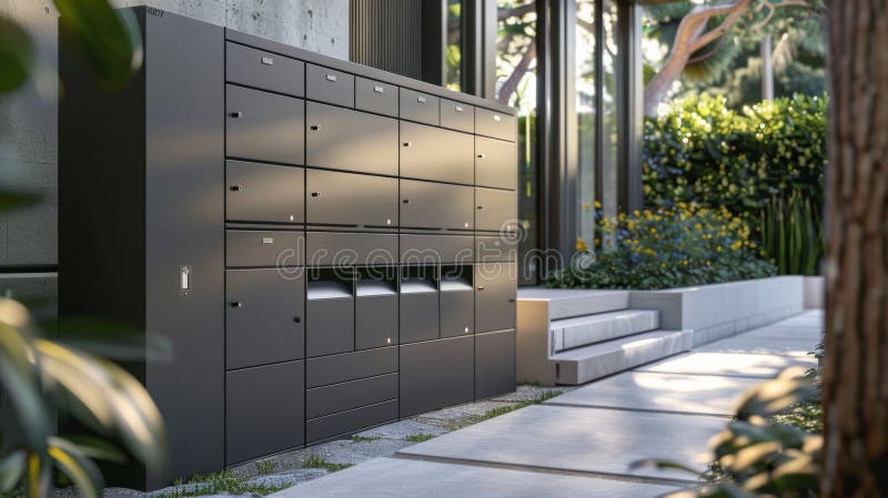 Modern Mailboxes at a Building Entrance Stock Image - Image of property ...