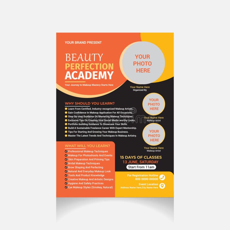 Makeup Skills Flyer Design Template Stock Vector - Illustration of ...