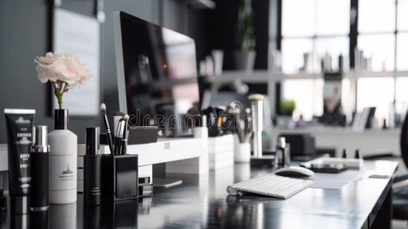 Modern Makeup Studio Workspace Stock Image - Image of desk, makeup ...
