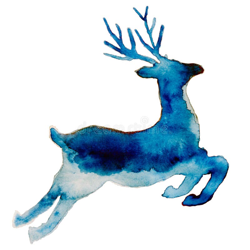 Modern Male Deer in Watercolor Art Illustration Stock Illustration ...