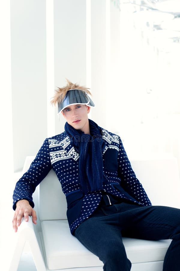 Modern Male Model with Futuristic Sci-fi Visor Stock Image - Image of ...