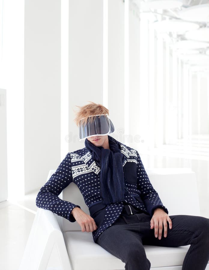 Modern Male Model with Futuristic Sci-fi Visor Stock Image - Image of ...