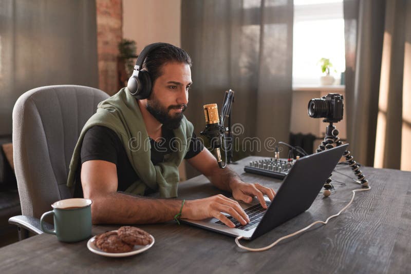 Modern Male Vlogger Creating Content Stock Photo - Image of creative ...