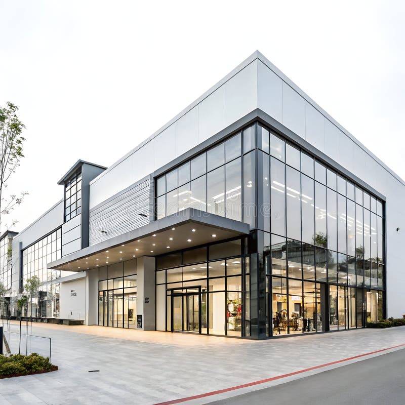 Modern Mall Shopping Building Isolated on White Background Stock ...