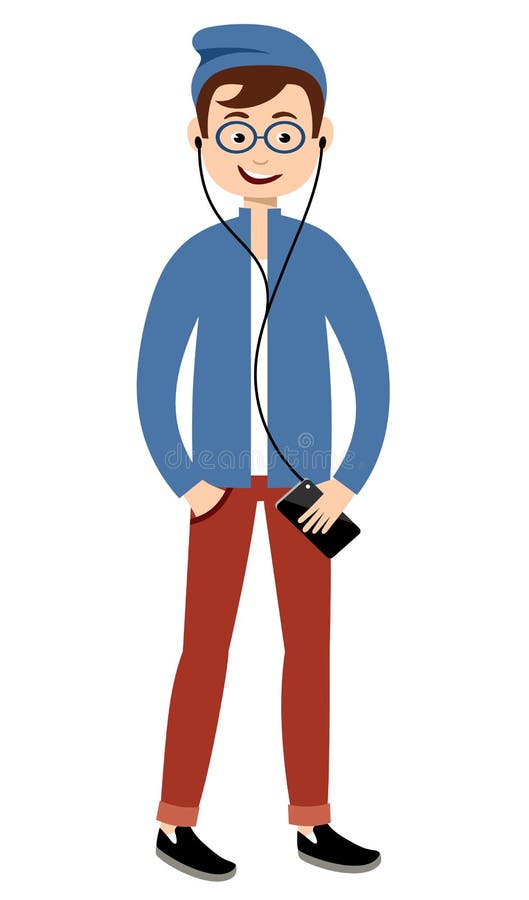 Modern man with a gadget stock vector. Illustration of social - 77897655