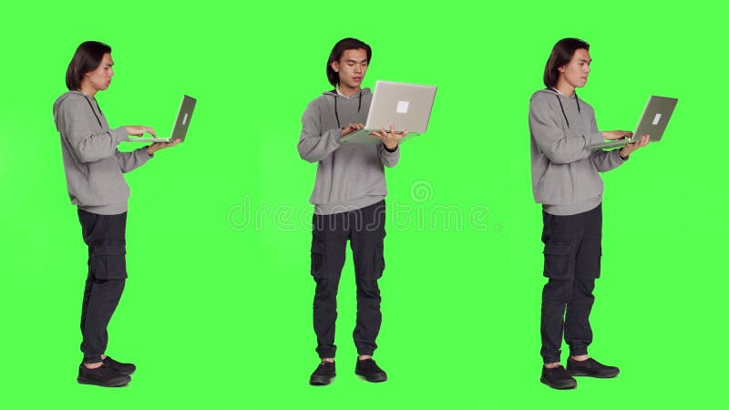 Modern Man Navigating Webpage on Laptop Stock Video - Video of work ...