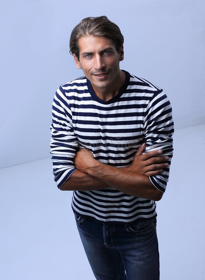 Modern Man Standing in the Corner of the White Room . Stock Photo ...