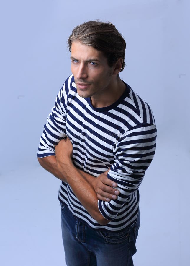 Modern Man Standing in the Corner of the White Room . Stock Image ...