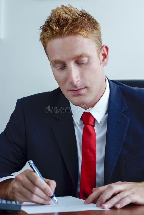 Modern Manager Businessman Signing Contract Stock Image - Image of ...