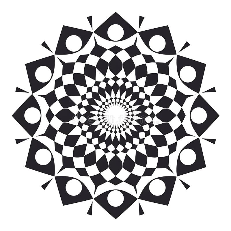 Modern Mandala Silhouette with Simple Geometric Shapes in a Concentric ...