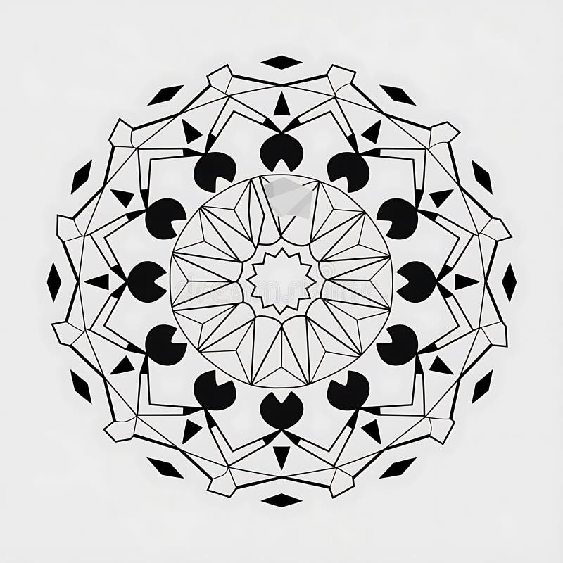 Modern Mandala Silhouette with Simple Geometric Shapes in a Concentric ...