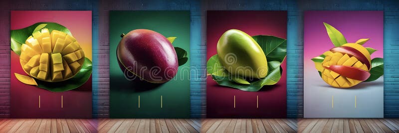 Modern Mango Varieties Advertising Poster with Copy Space Stock ...