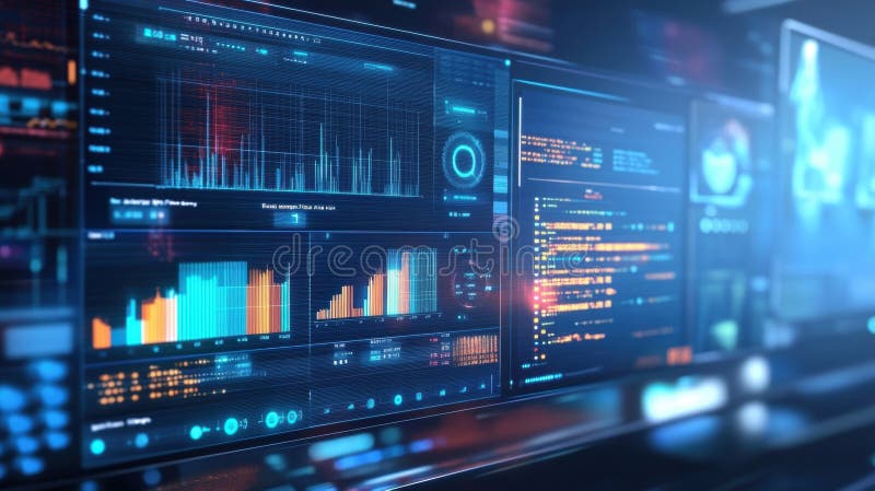 Modern Manufacturing Control Panel Showing Performance Charts and ...