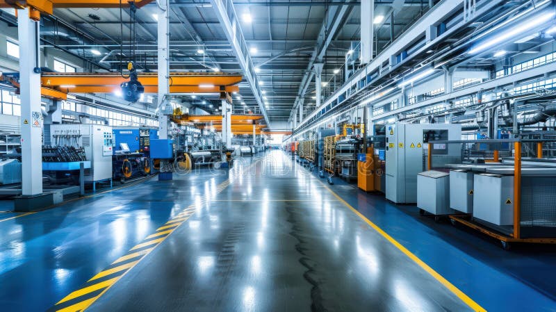 Modern Manufacturing Facilities with Advanced Machinery Stock Illustration - Illustration of ...