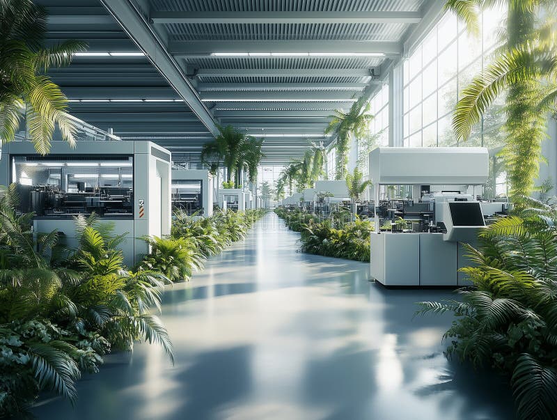 A Modern Manufacturing Plant Featuring Advanced Robotic Arms and ...