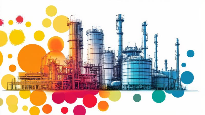 Modern Manufacturing Plant, Gradient Background, Colorful Innovation ...