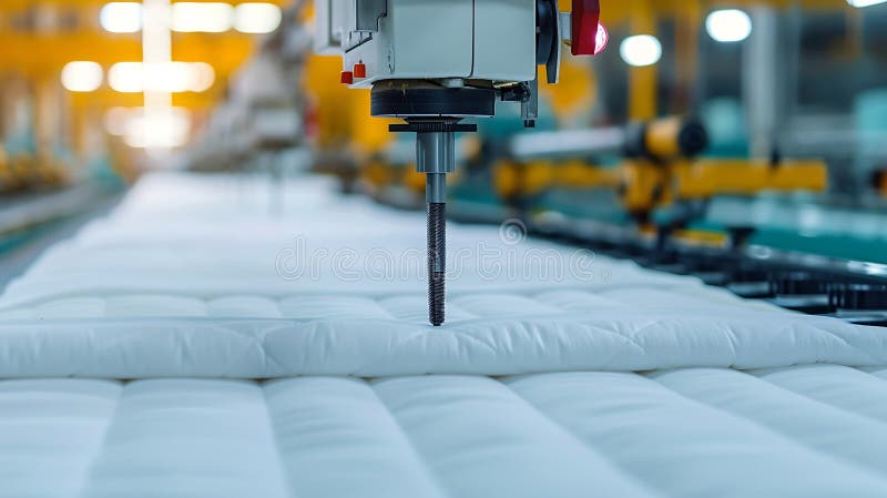 Modern Manufacturing Process of Mattresses in a Factory Setting Stock ...
