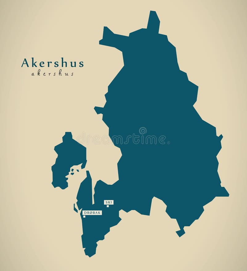 Modern Map - Akershus Norway NO Stock Illustration - Illustration of ...