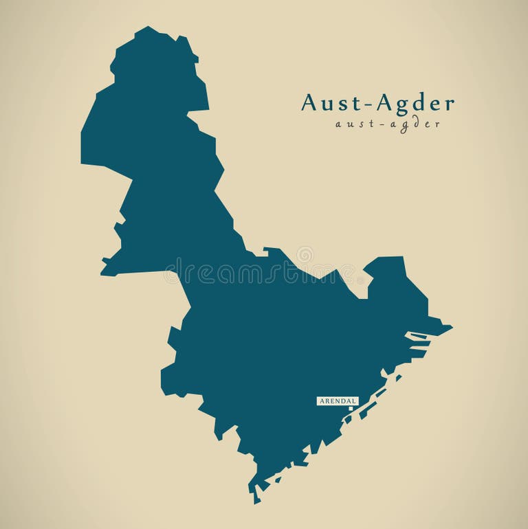 Modern Map - Aust Agder Norway NO Stock Illustration - Illustration of ...