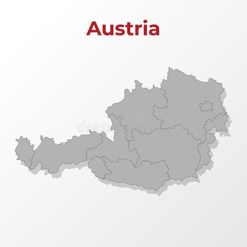 A Modern Map of Austria with a Division into Regions, on a Gray ...