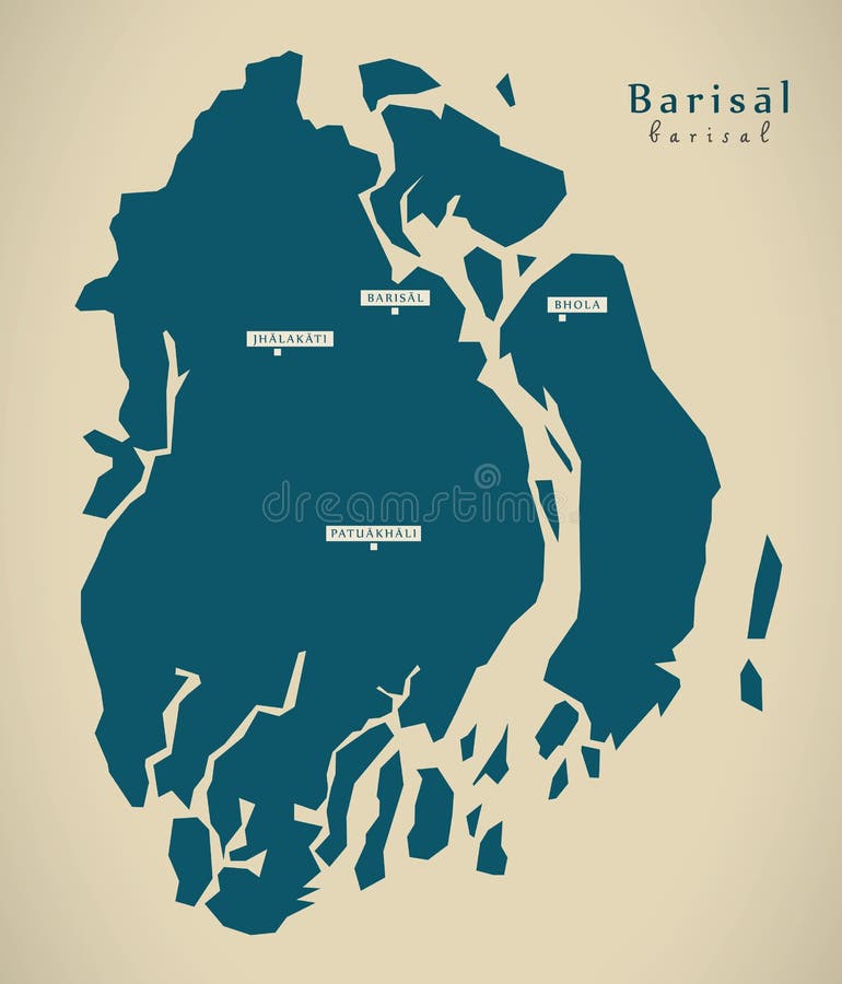 Barisal State and Regions Map Highlighted on Bangladesh Map Stock ...
