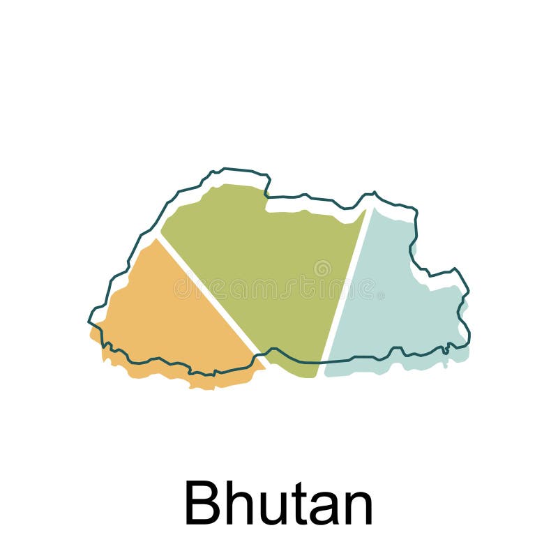 Modern Map of Bhutan Geometric Colorful Simple Illustration Design ...