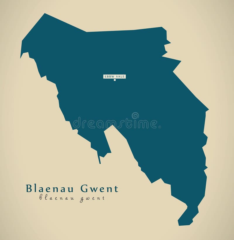 Modern Map - Blaenau Gwent Wales UK Stock Illustration - Illustration ...
