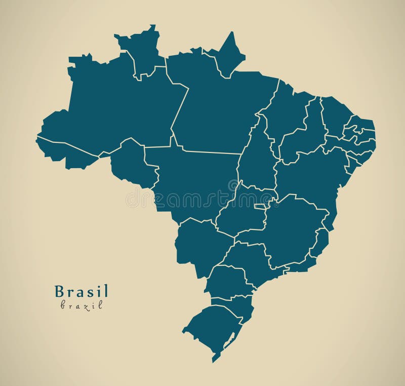 Modern Map - Brasil with Districts BR Brazil Stock Illustration ...
