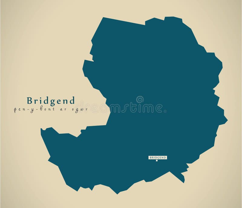 Modern Map - Bridgend Wales UK Stock Illustration - Illustration of ...