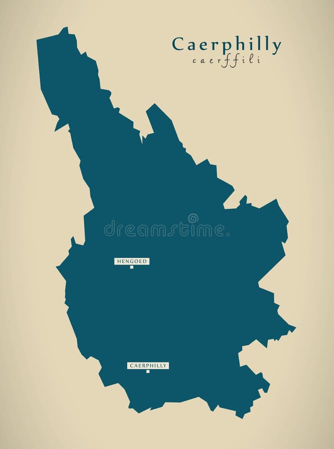 Modern Map - Caerphilly Wales UK Stock Illustration - Illustration of ...