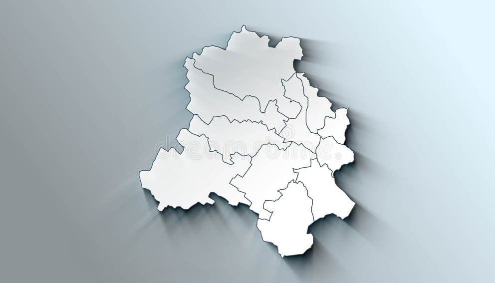 Minimalist 3D Map of Delhi a Districts of India with Borders Stock ...