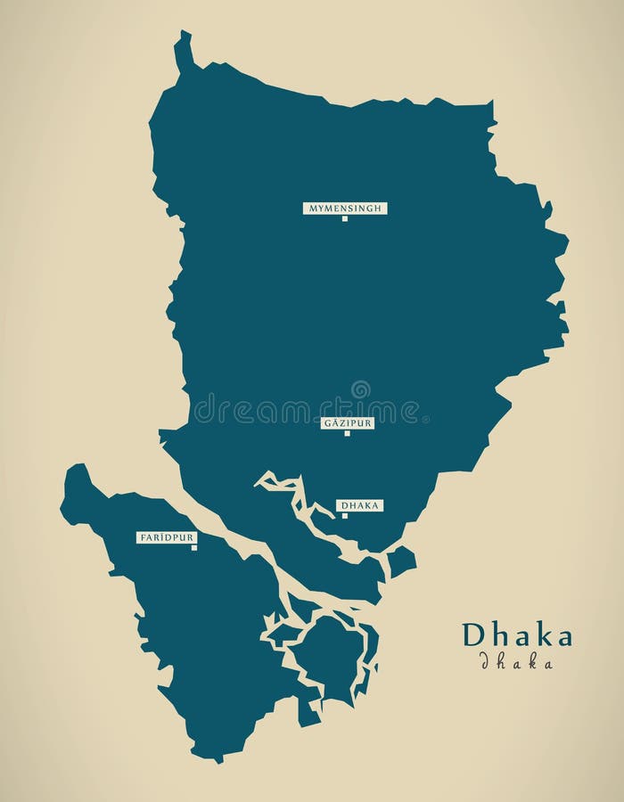 Modern Map - Dhaka BD stock illustration. Illustration of region ...