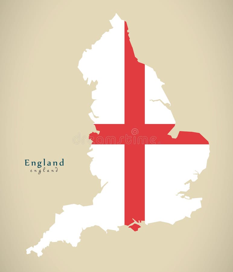 Modern Map - England Flag Coloured UK England Stock Illustration ...