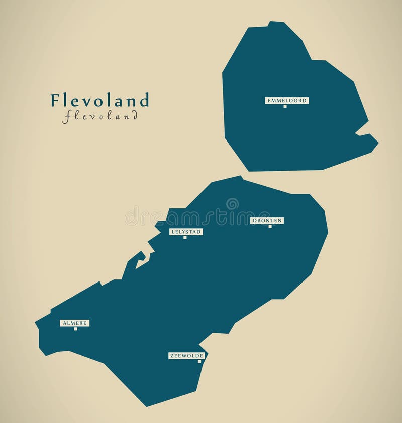 Modern Map - Flevoland NL stock illustration. Illustration of regions ...
