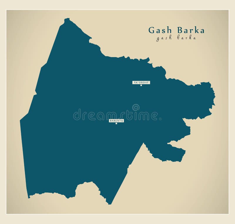 Modern Map - Gash Barka State Map of Eritrea Stock Vector ...