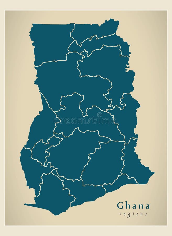 Modern Map - Ghana GH Map with All Regions Stock Vector - Illustration ...