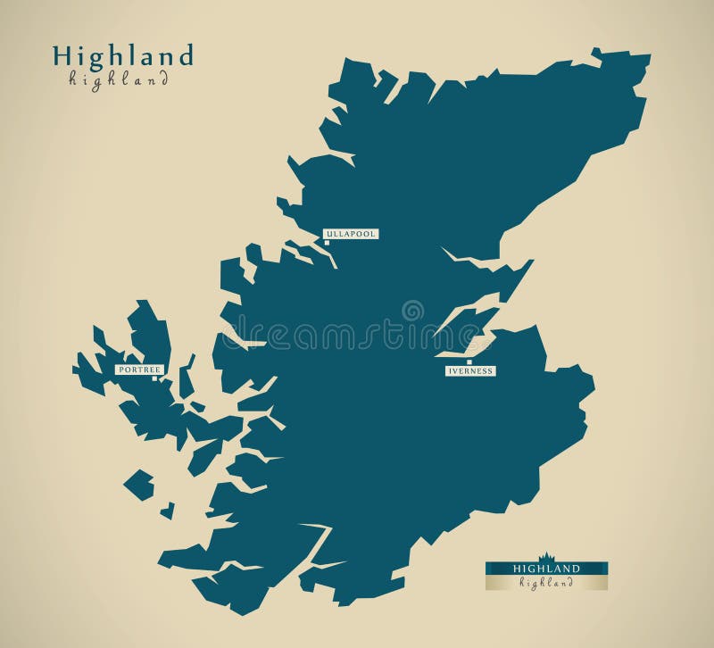 Highland of Scotland Map with Scottish National Flag Illustration Stock ...