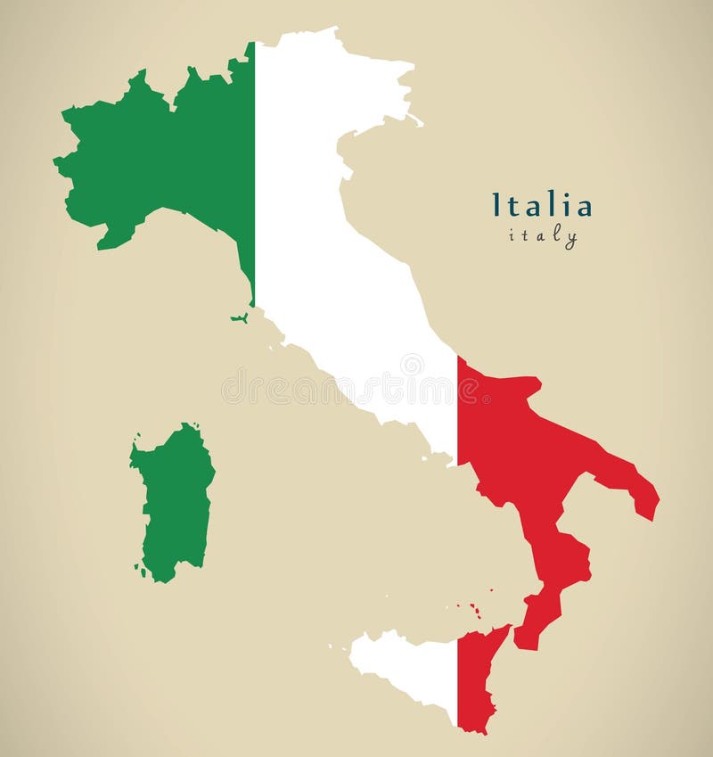 Modern Map - Italy with Flag Colours it Stock Illustration ...