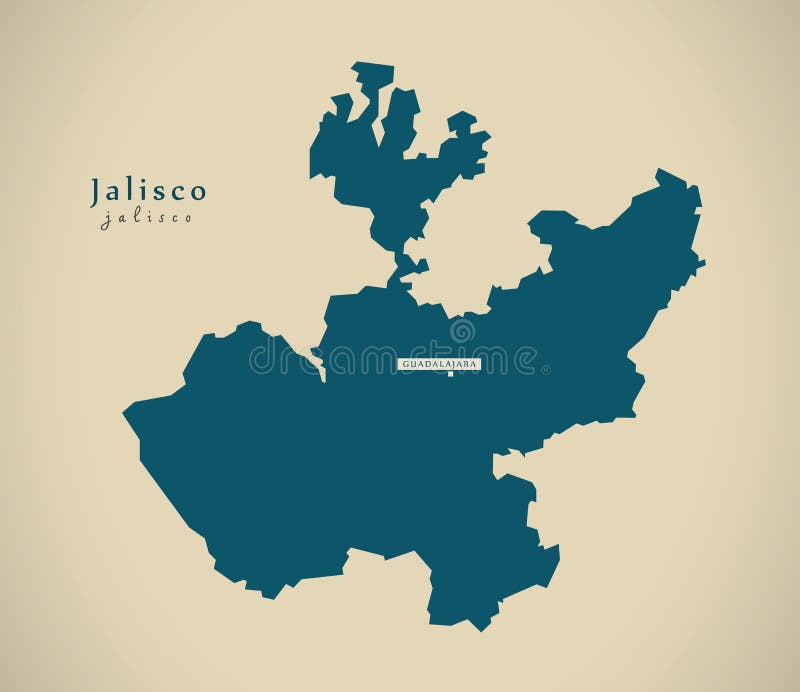Modern Map - Jalisco Mexico MX Stock Illustration - Illustration of ...