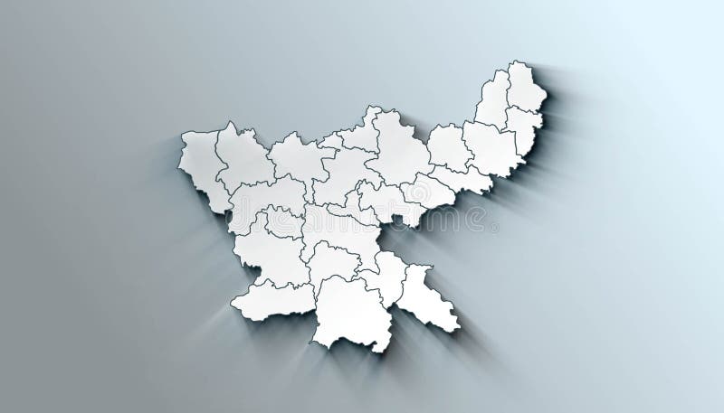 Minimalist 3D Map of Jharkhand a Districts of India with Borders Stock ...