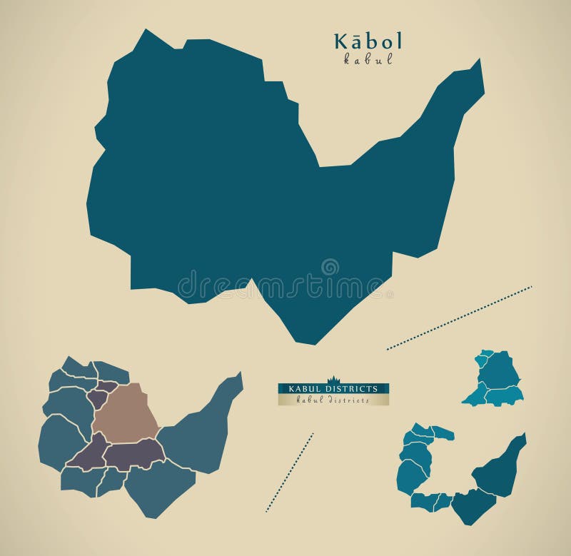 Modern Map - Kabul with Districts AF Stock Illustration - Illustration ...